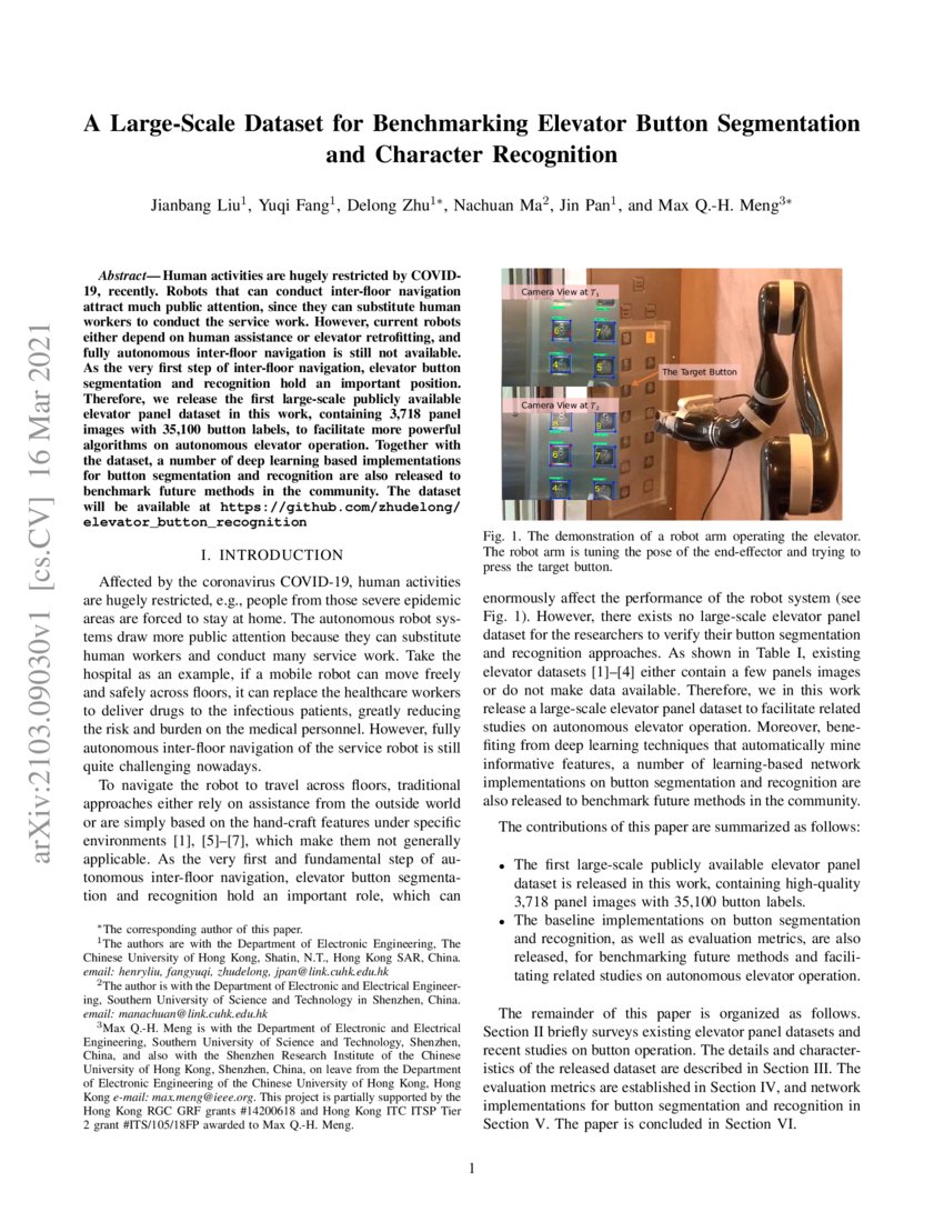 A Large-Scale Dataset for Benchmarking Elevator Button Segmentation and ...