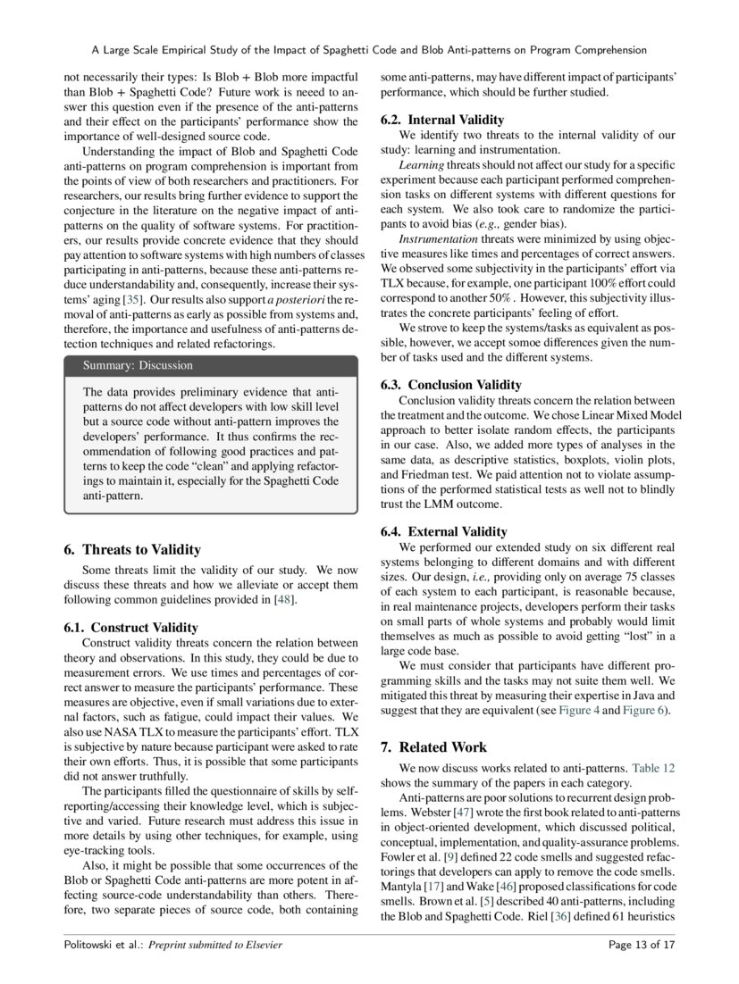 A Large Scale Empirical Study of the Impact of Spaghetti Code and Blob ...