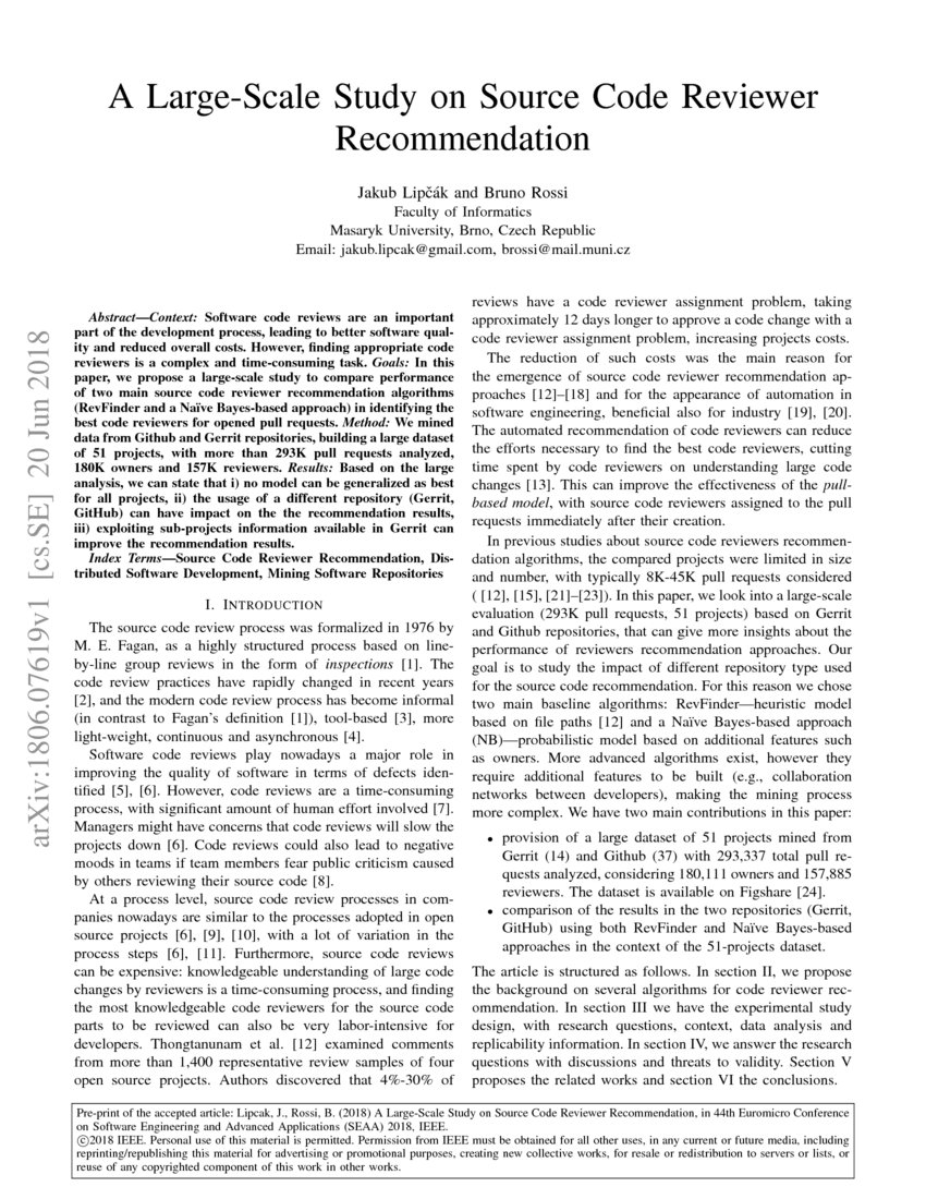 A Large-Scale Study on Source Code Reviewer Recommendation | DeepAI