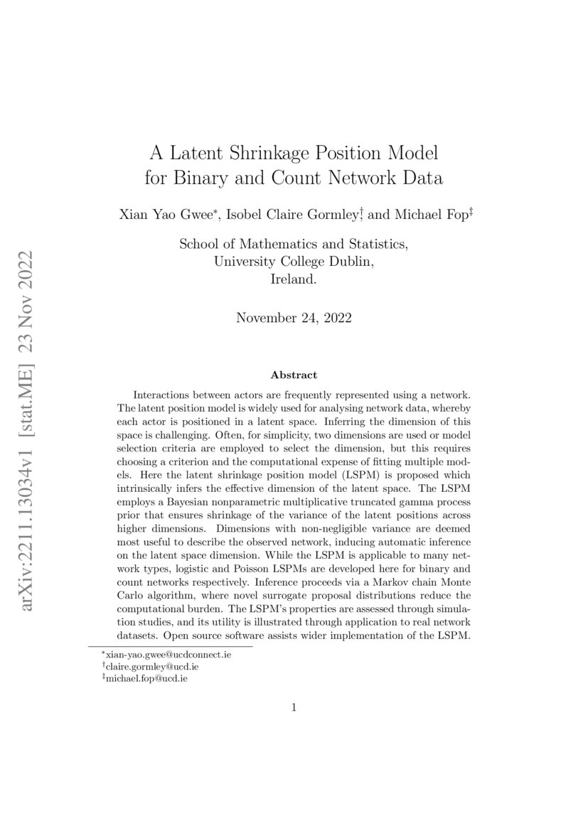 A Latent Shrinkage Position Model For Binary And Count Network Data Deepai