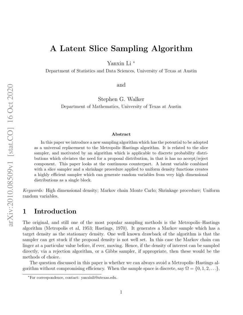 A Latent Slice Sampling Algorithm Deepai 