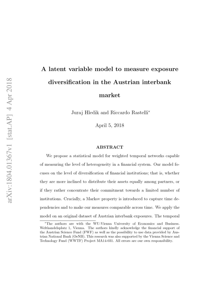 A Latent Variable Model To Measure Exposure Diversification In The