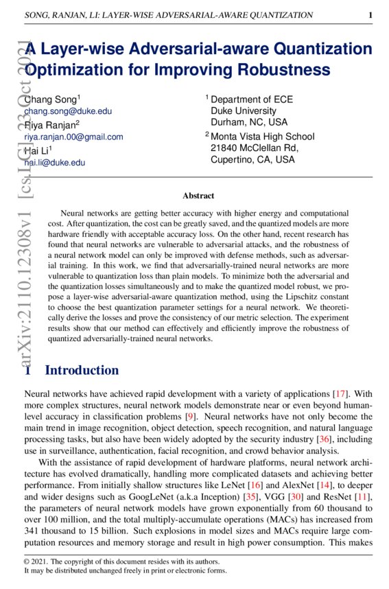 A Layer Wise Adversarial Aware Quantization Optimization For Improving