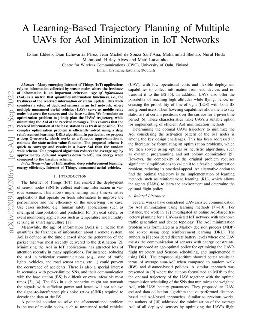A Learning Based Trajectory Planning Of Multiple Uavs For Aoi