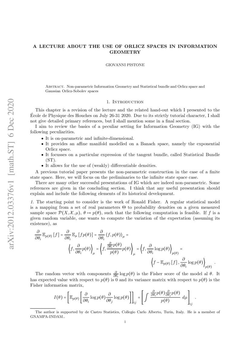 A Lecture About the Use of Orlicz Spaces in Information Geometry | DeepAI