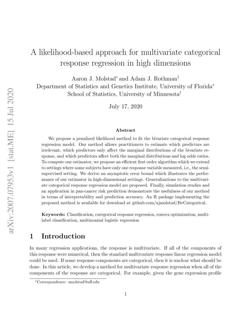 A likelihood-based approach for multivariate categorical response regression in high dimensions ...