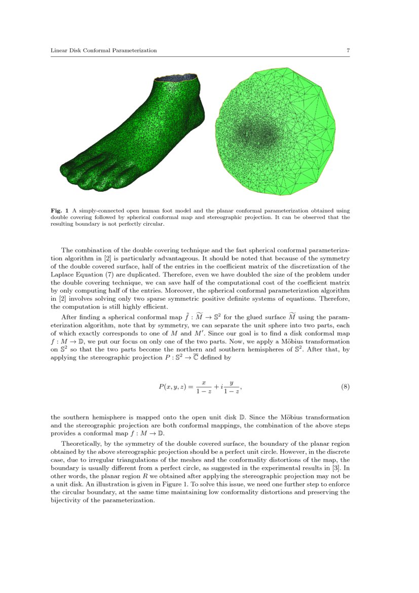 A Linear Formulation For Disk Conformal Parameterization Of Simply Connected Open Surfaces Deepai