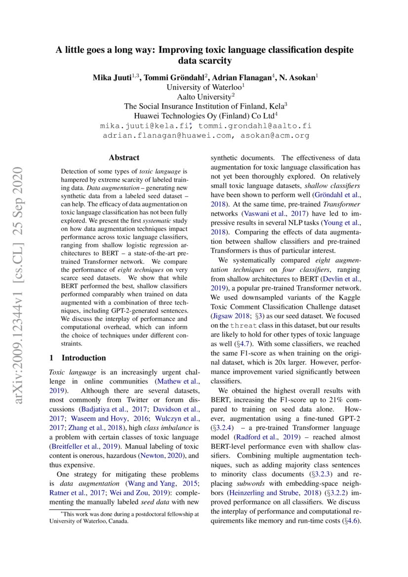 A little goes a long way: Improving toxic language classification ...