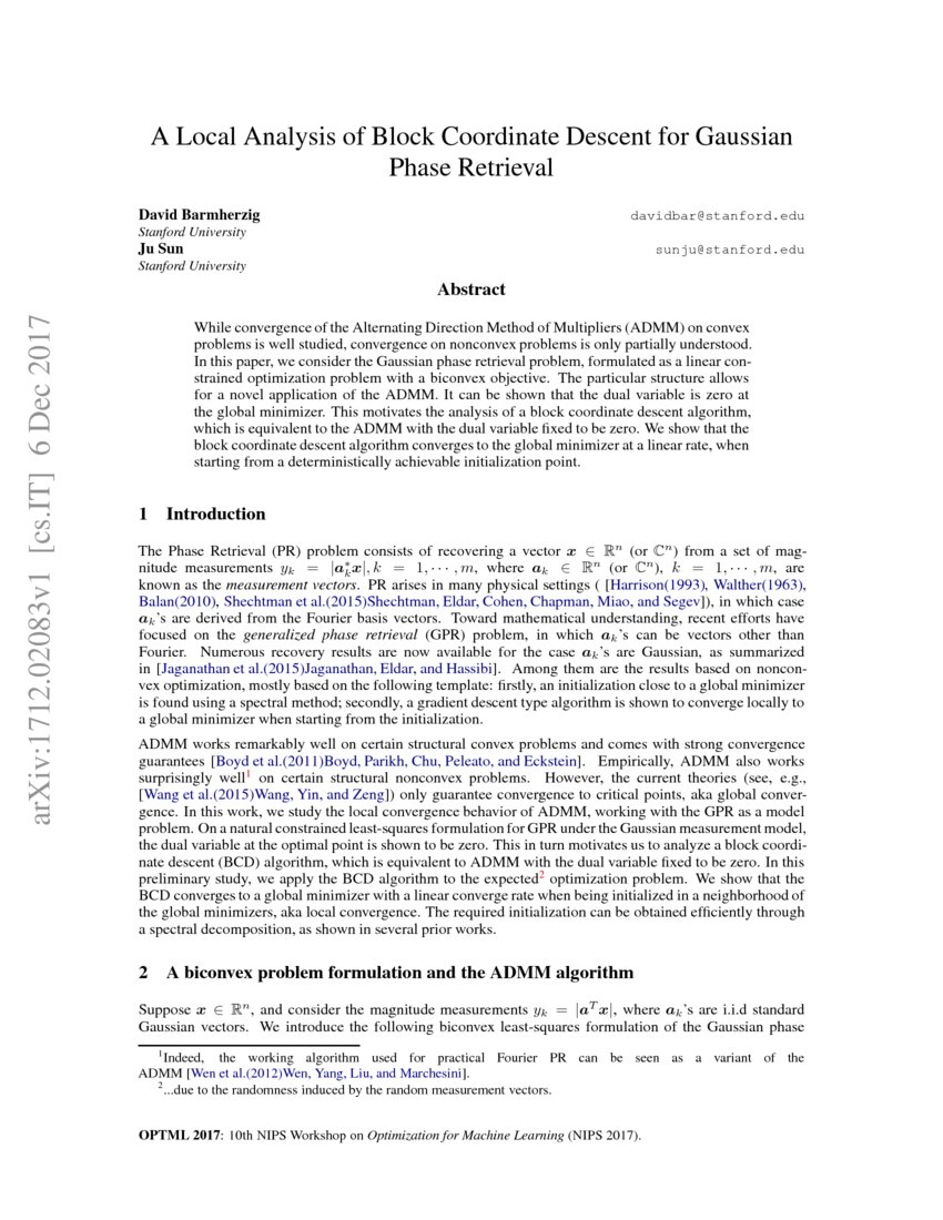 A Local Analysis of Block Coordinate Descent for Gaussian Phase Retrieval | DeepAI