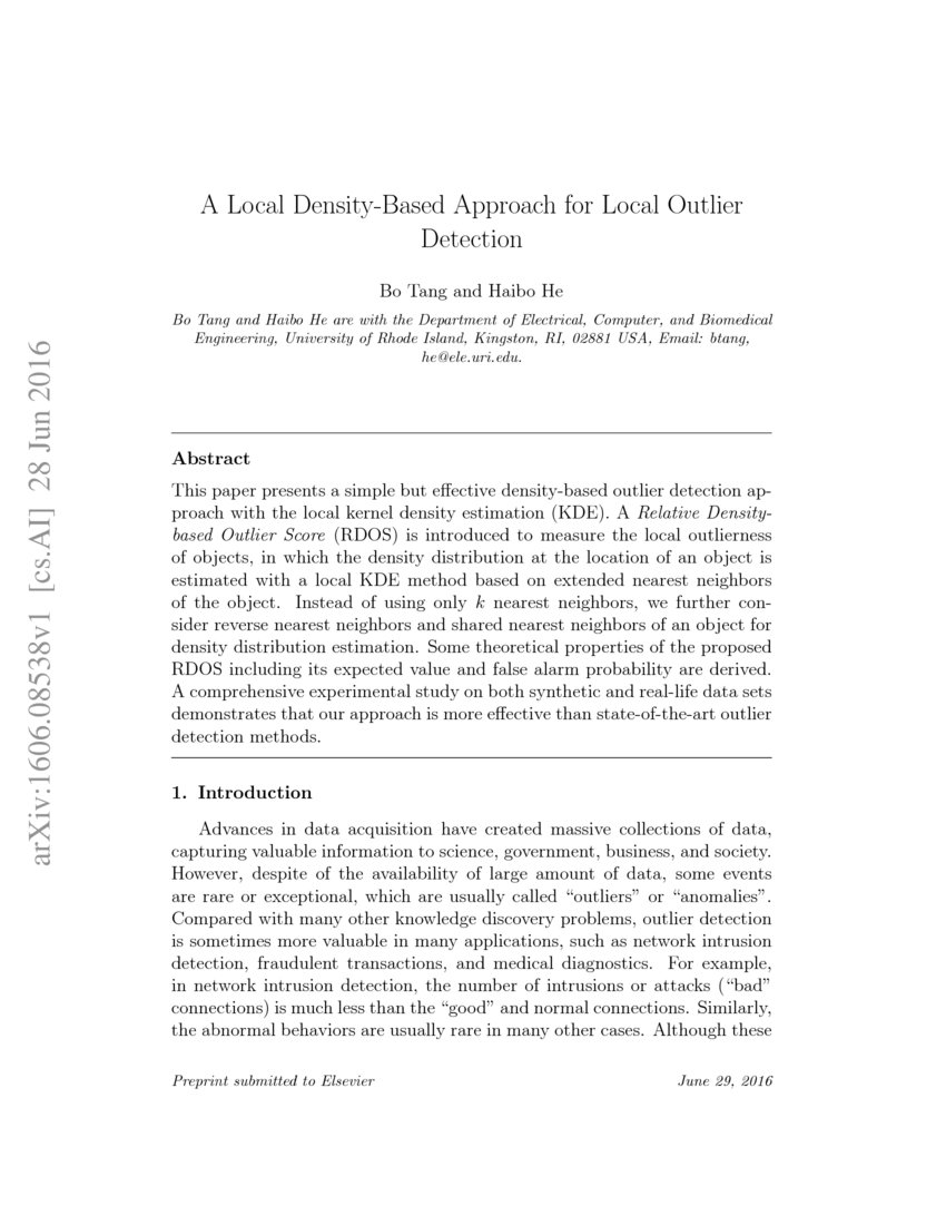 A Local Density Based Approach For Local Outlier Detection Deepai