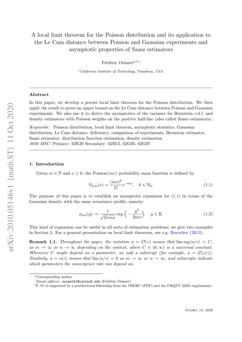 A Local Limit Theorem For The Poisson Distribution And Its Application