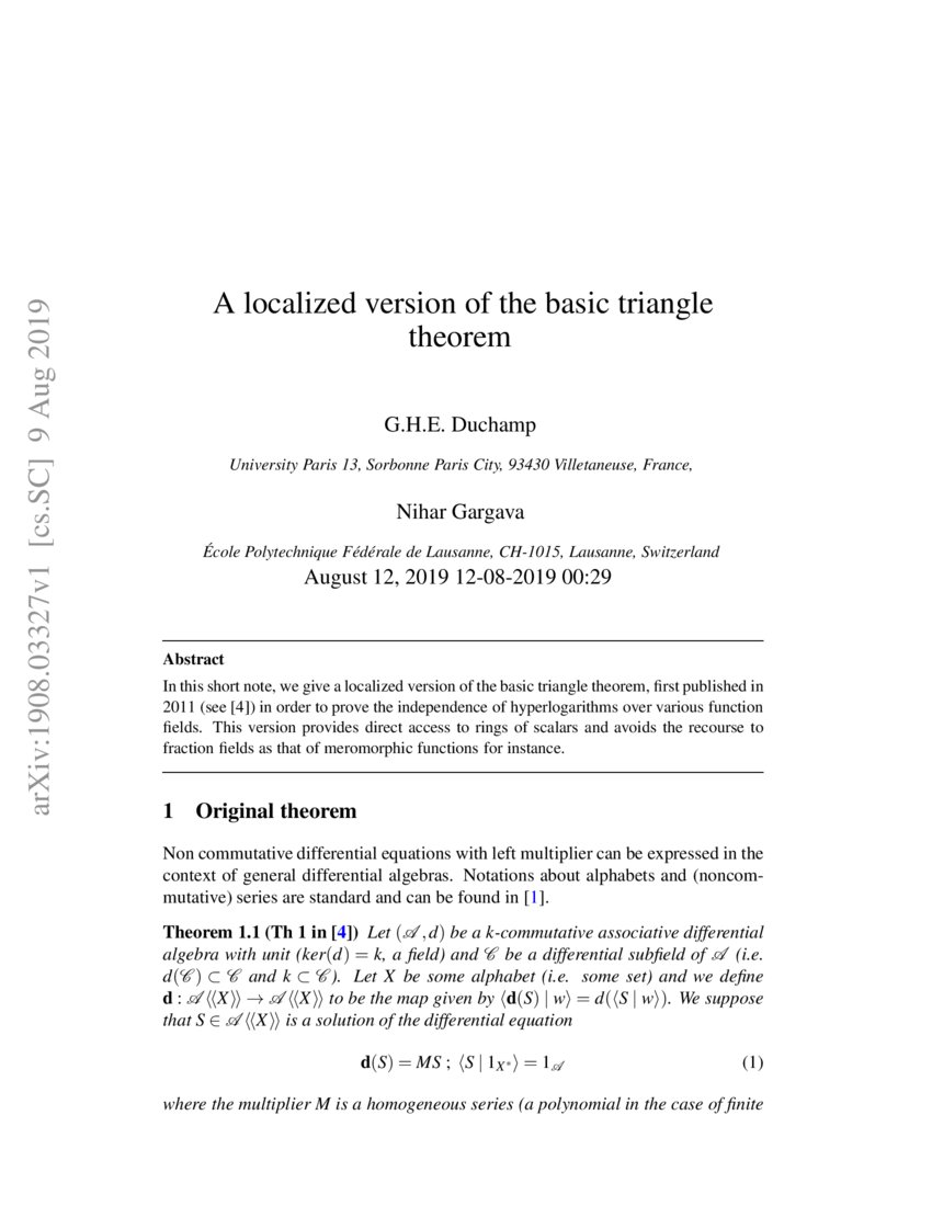 A localized version of the basic triangle theorem | DeepAI