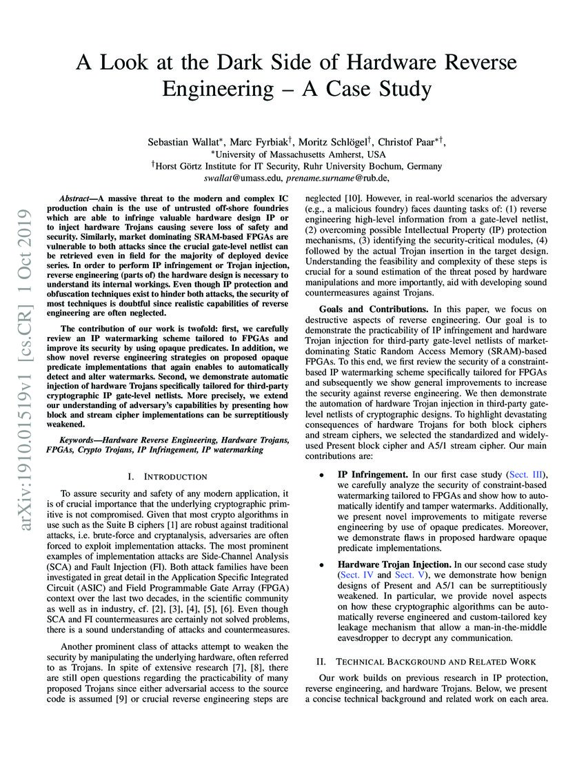 A Look at the Dark Side of Hardware Reverse Engineering – A Case Study ...