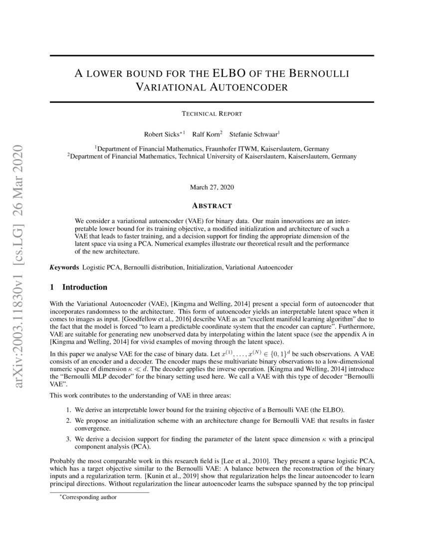 A Lower Bound For The Elbo Of The Bernoulli Variational Autoencoder Deepai
