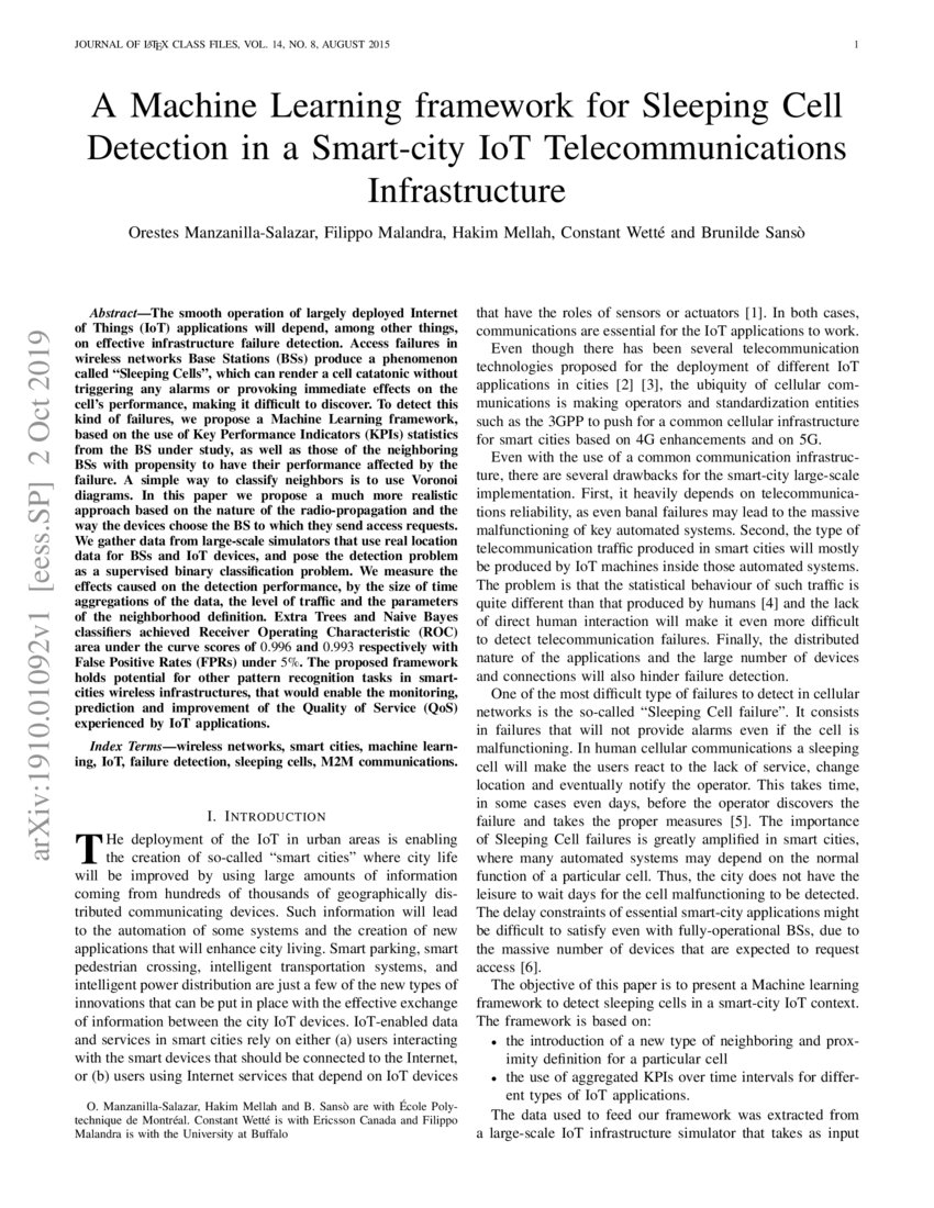 A Machine Learning framework for Sleeping Cell Detection in a Smart ...
