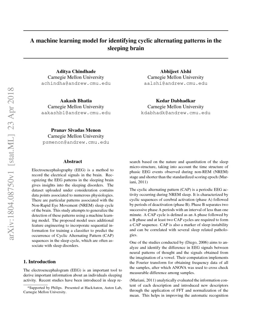 A machine learning model for identifying cyclic alternating patterns in the sleeping brain | DeepAI
