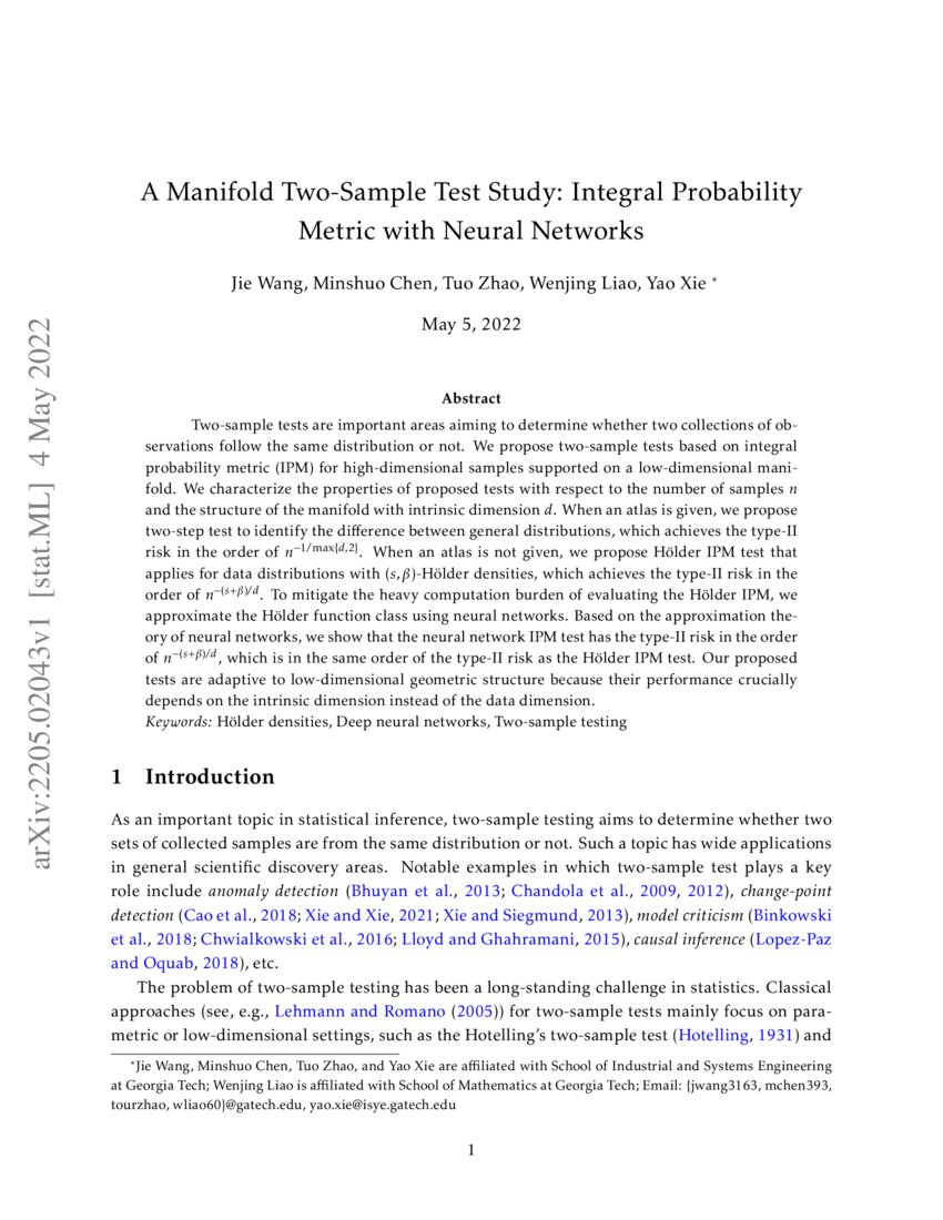 A Manifold Two-Sample Test Study: Integral Probability Metric with ...