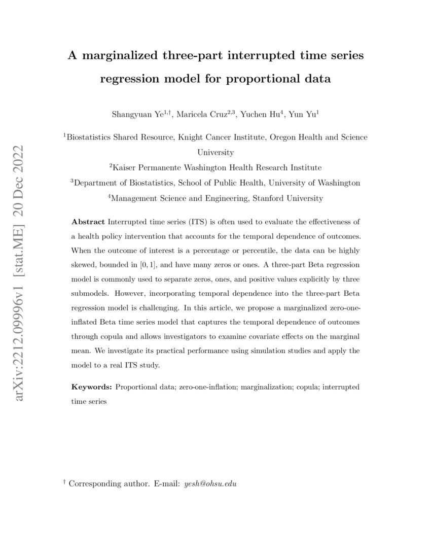 A Marginalized Three Part Interrupted Time Series Regression Model For