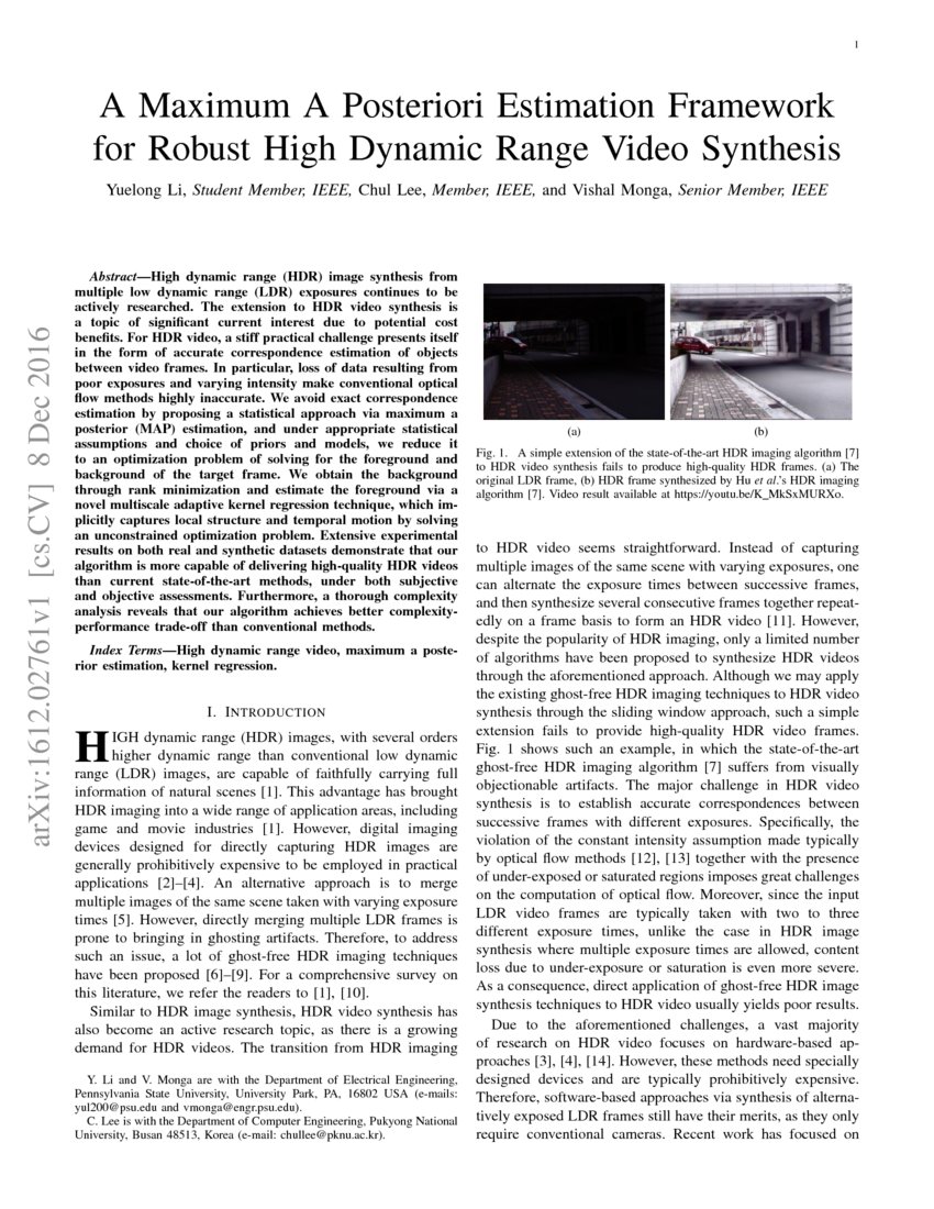 A Maximum A Posteriori Estimation Framework For Robust High Dynamic
