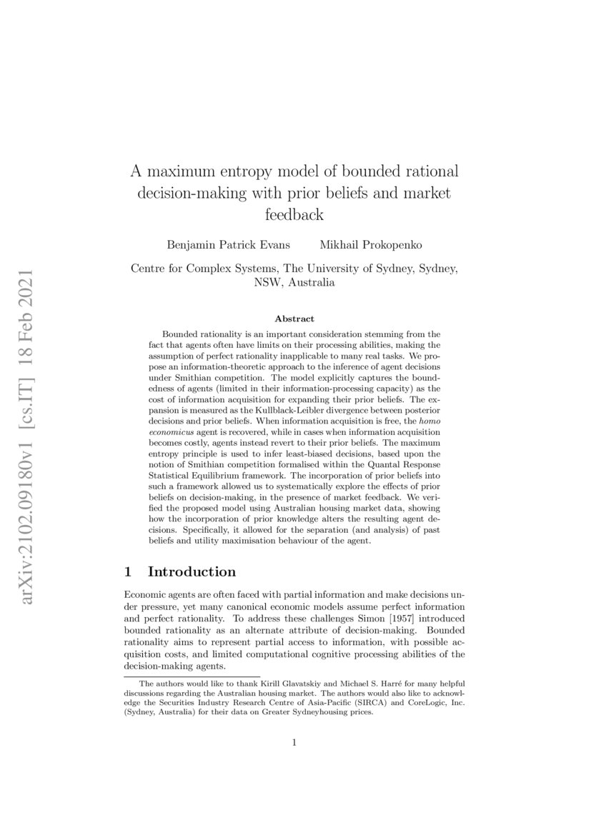 A maximum entropy model of bounded rational decision-making with prior ...