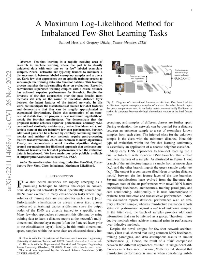 A Maximum Log-Likelihood Method for Imbalanced Few-Shot Learning Tasks | DeepAI