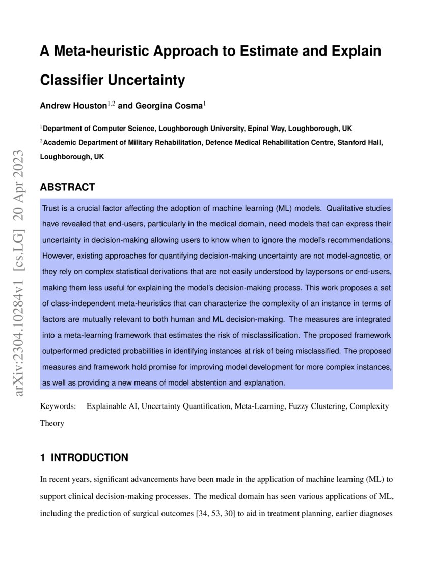 A Meta Heuristic Approach To Estimate And Explain Classifier