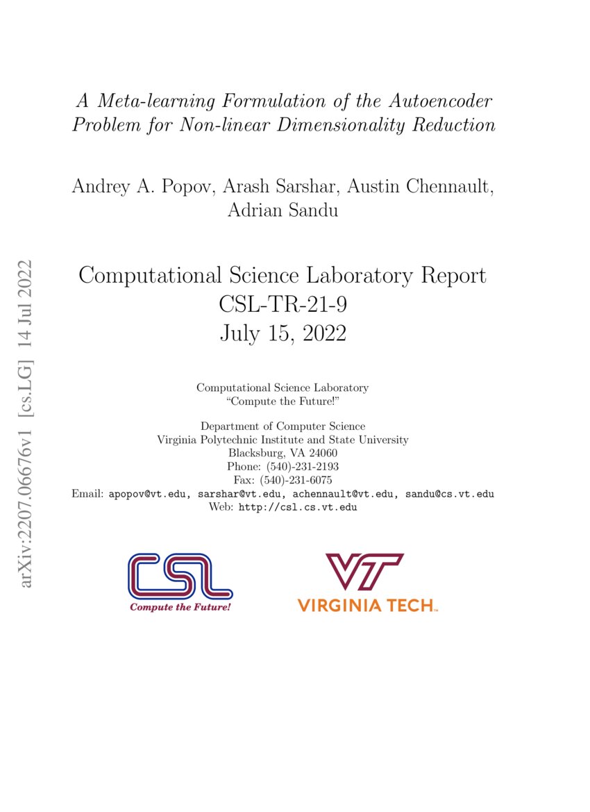 A Meta Learning Formulation Of The Autoencoder Problem Deepai