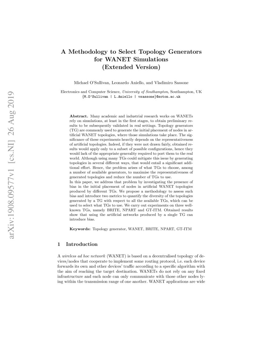 A Methodology to Select Topology Generators for WANET Simulations ...