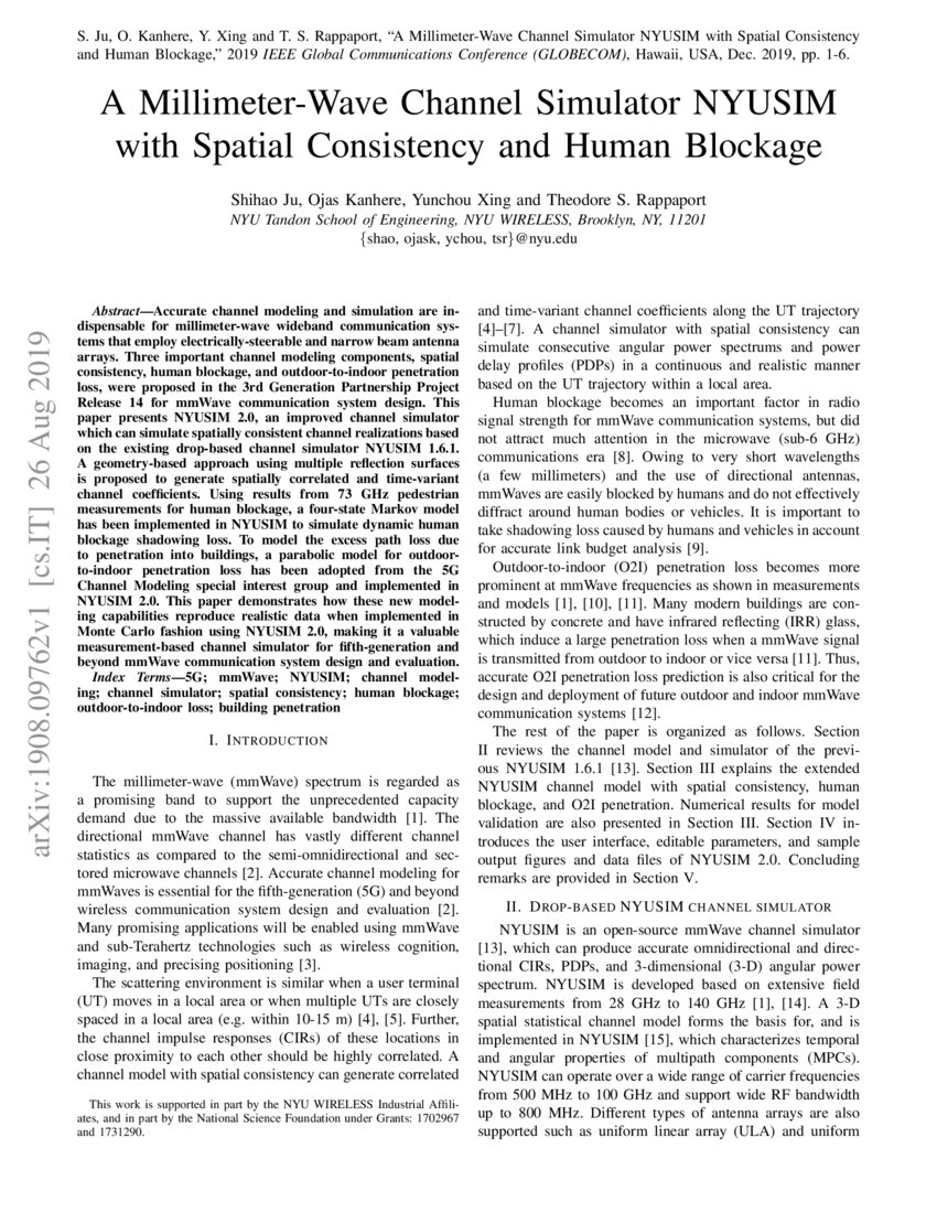 A Millimeter-Wave Channel Simulator NYUSIM with Spatial Consistency and ...