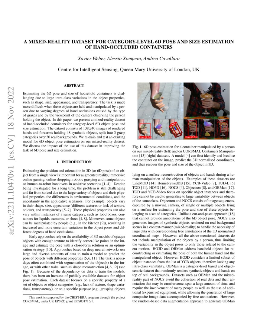 A mixed-reality dataset for category-level 6D pose and size estimation ... A mixed-reality dataset for category-level 6D pose and size estimation ...