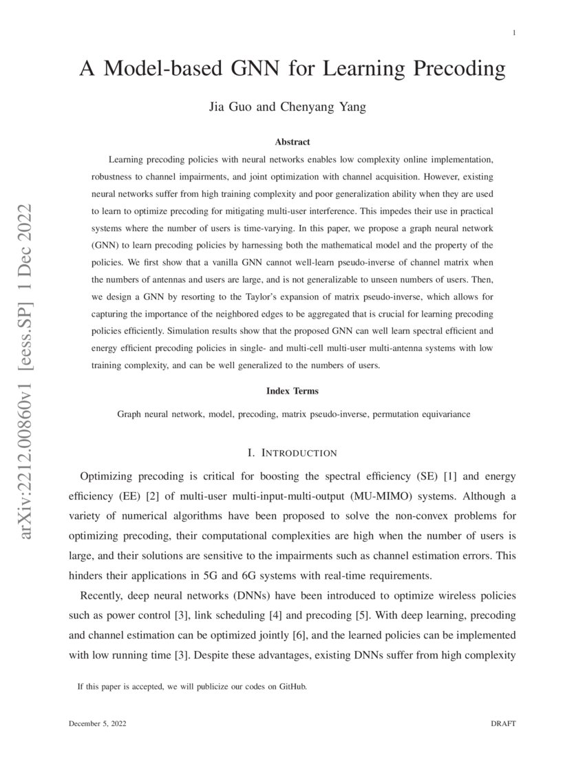 A Model-based GNN for Learning Precoding | DeepAI