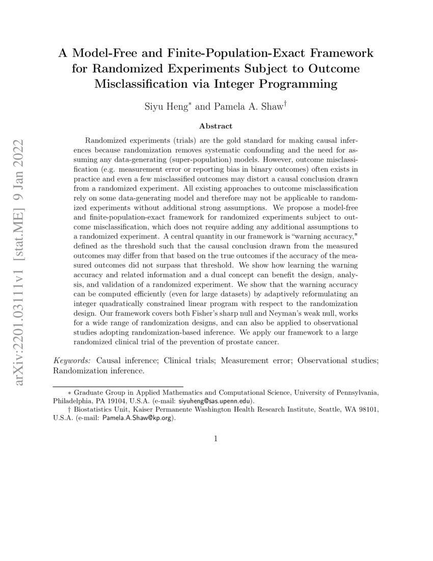 A Model Free And Finite Population Exact Framework For Randomized Experiments Subject To Outcome