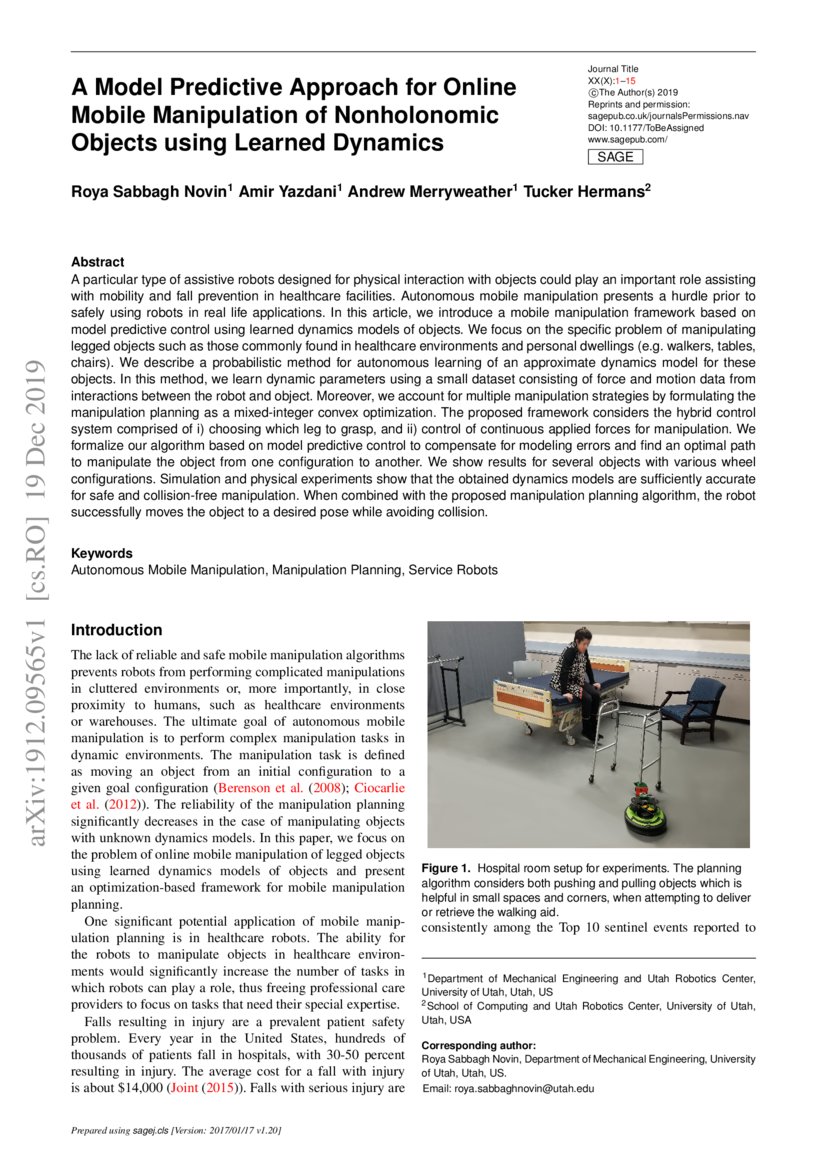 A Model Predictive Approach for Online Mobile Manipulation of Nonholonomic Objects using Learned ...