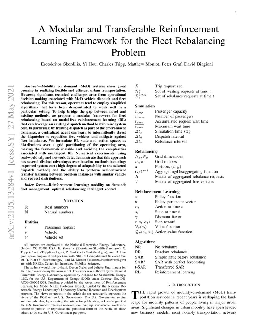 A Modular And Transferable Reinforcement Learning Framework For The Fleet Rebalancing Problem