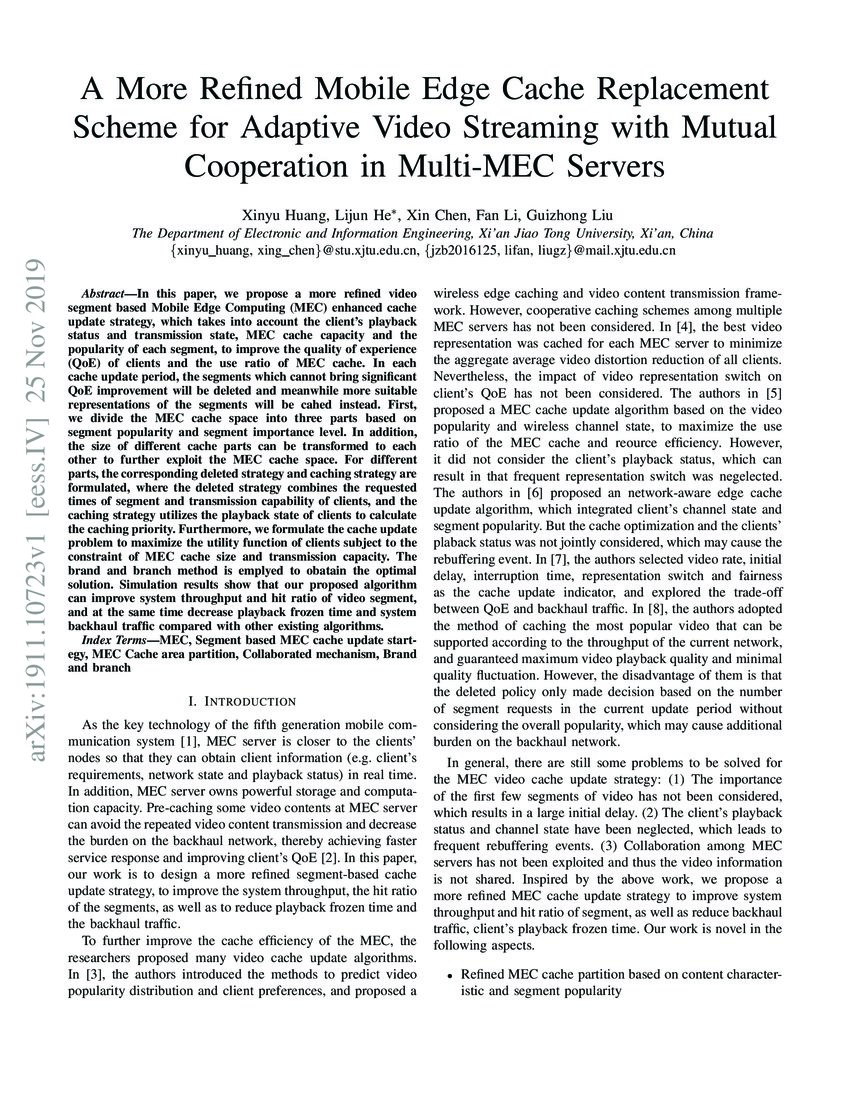 A More Refined Mobile Edge Cache Replacement Scheme for Adaptive Video ...