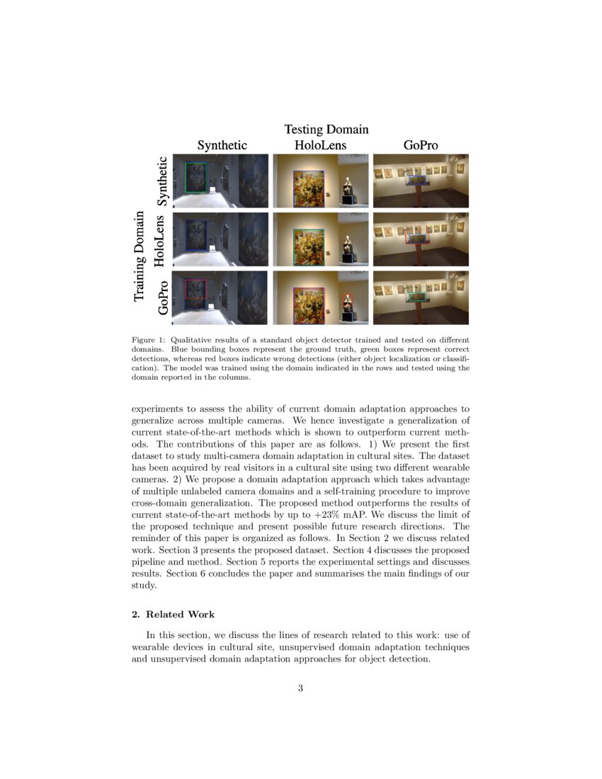 A Multi Camera Unsupervised Domain Adaptation Pipeline For Object Detection In Cultural Sites