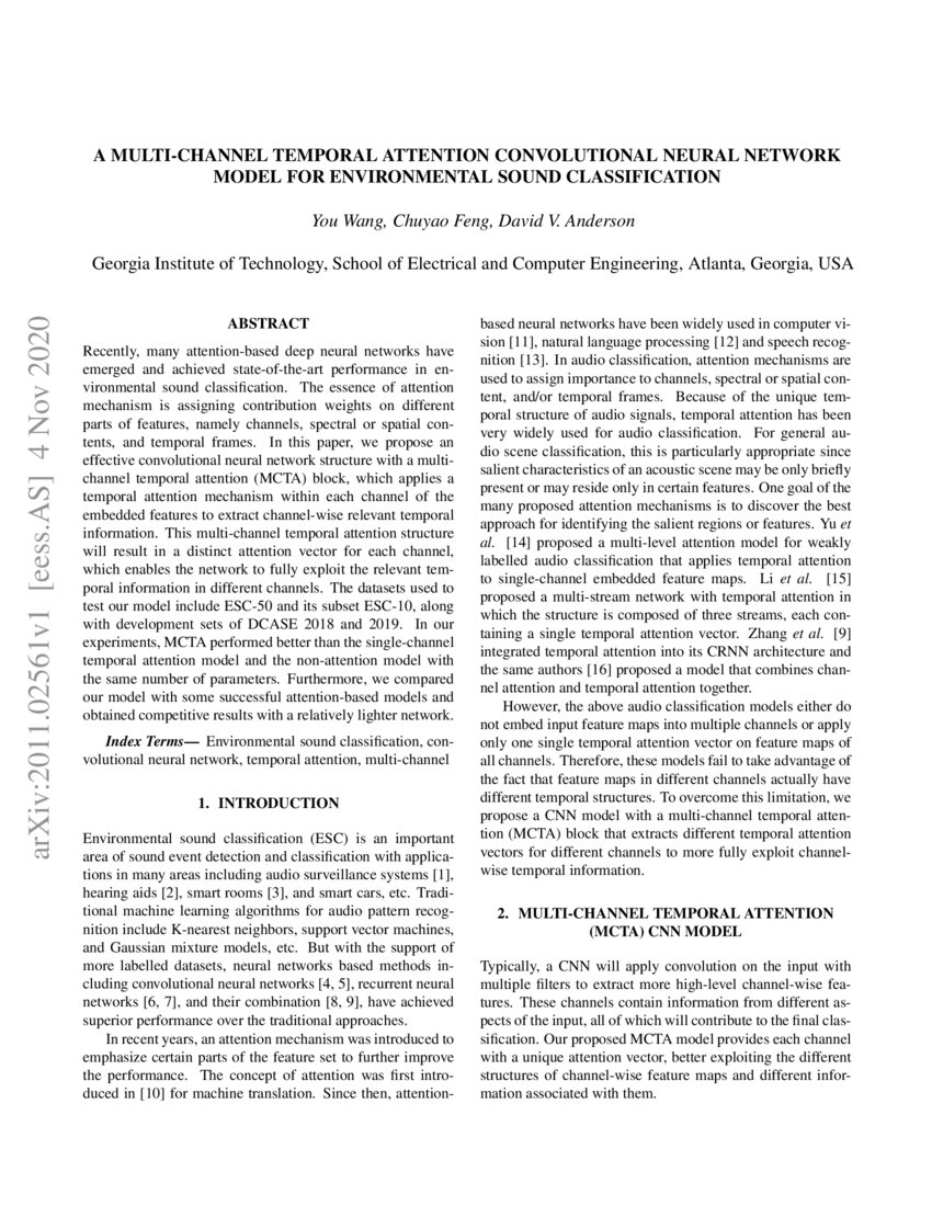 A Multi-Channel Temporal Attention Convolutional Neural Network Model for Environmental Sound ...