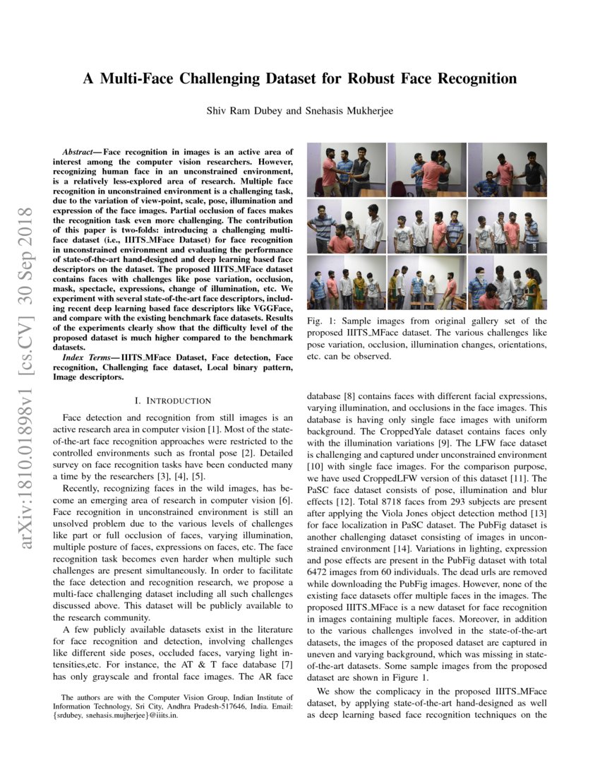 A Multi Face Challenging Dataset For Robust Face Recognition Deepai