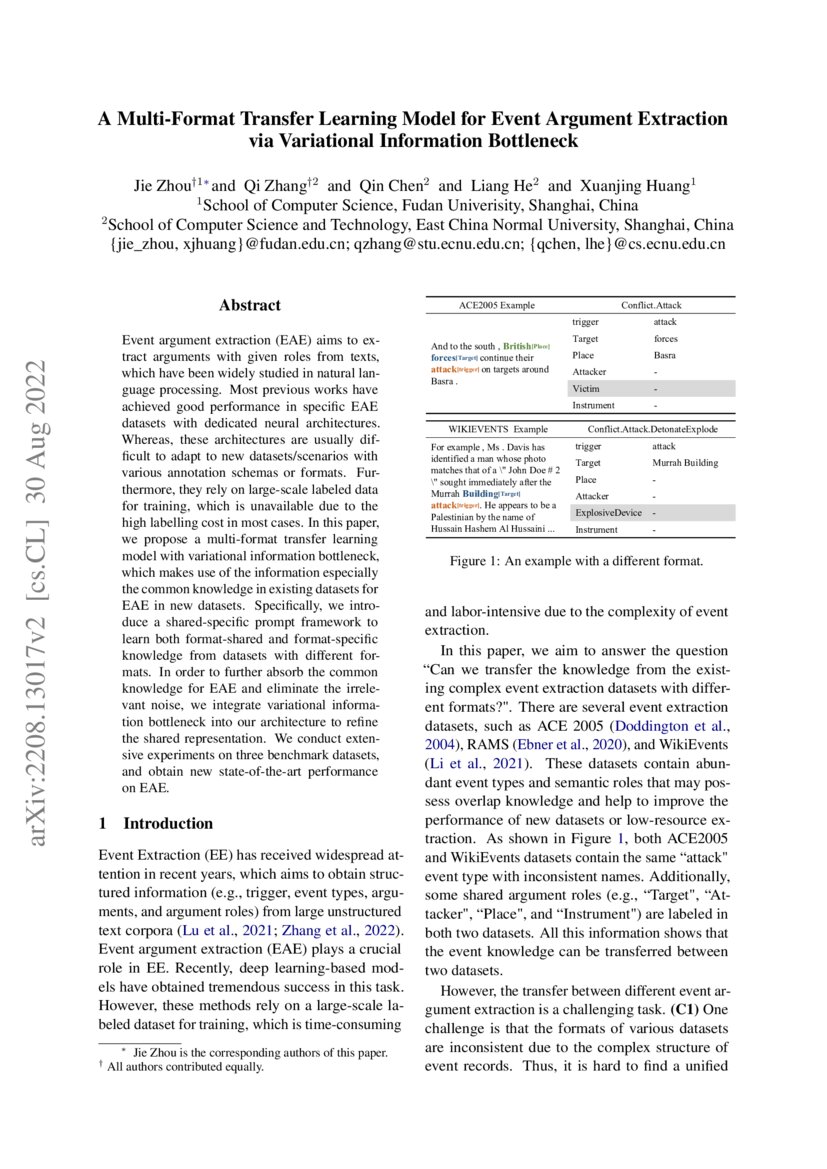 A Multi Format Transfer Learning Model For Event Argument Extraction Via Variational Information