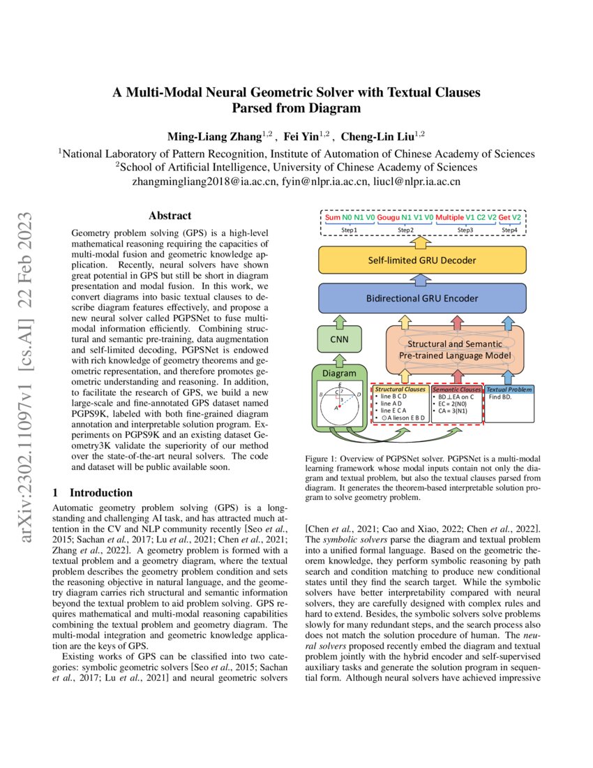 A Multi Modal Neural Geometric Solver With Textual Clauses Parsed From Diagram Deepai 