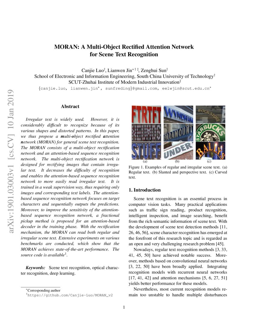 A Multi Object Rectified Attention Network For Scene Text Recognition