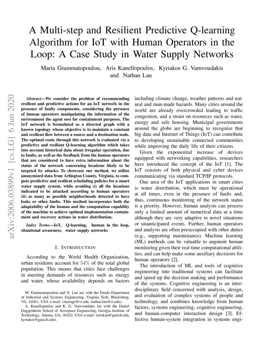 A Multi Step And Resilient Predictive Q Learning Algorithm For Iot With Human Operators In The