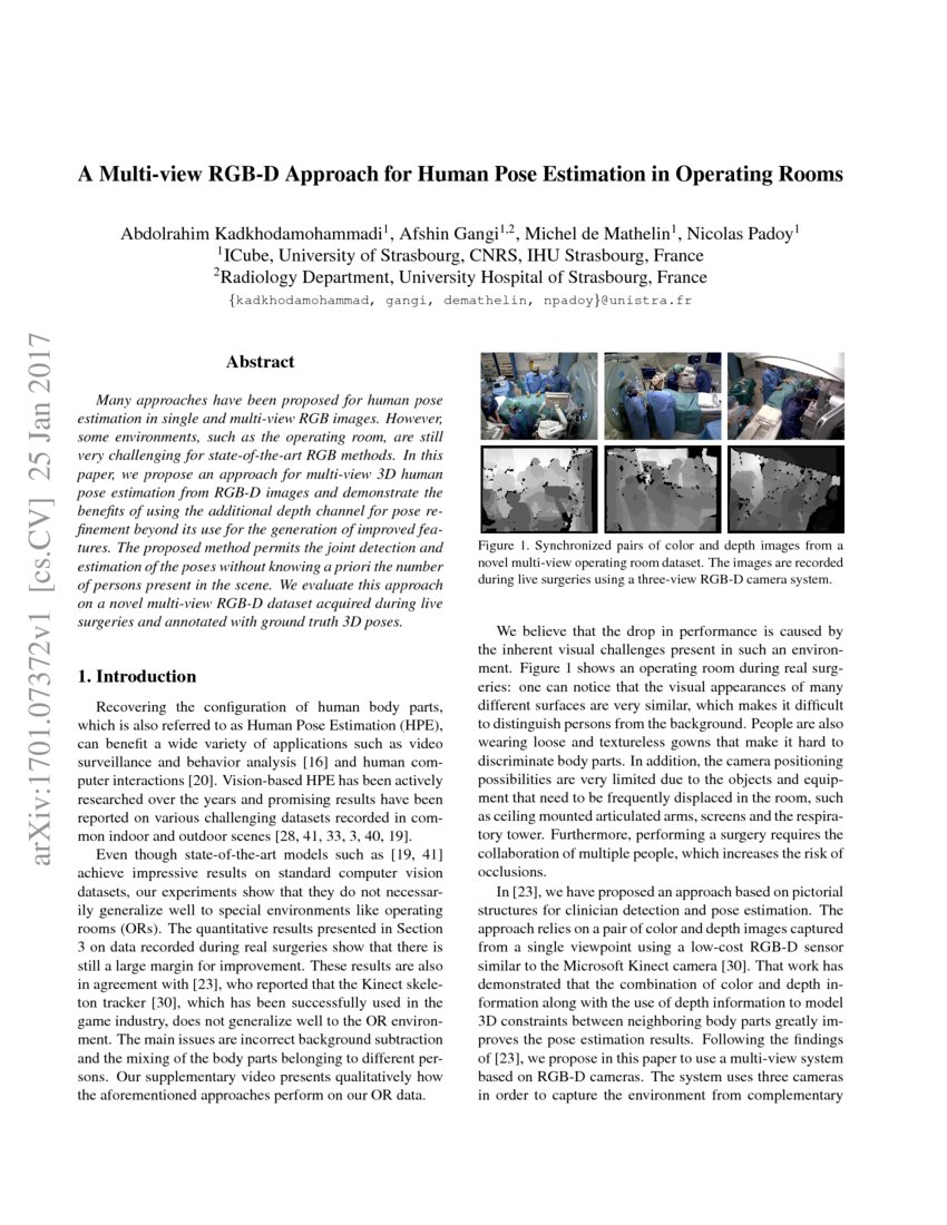 A Multi View Rgb D Approach For Human Pose Estimation In Operating