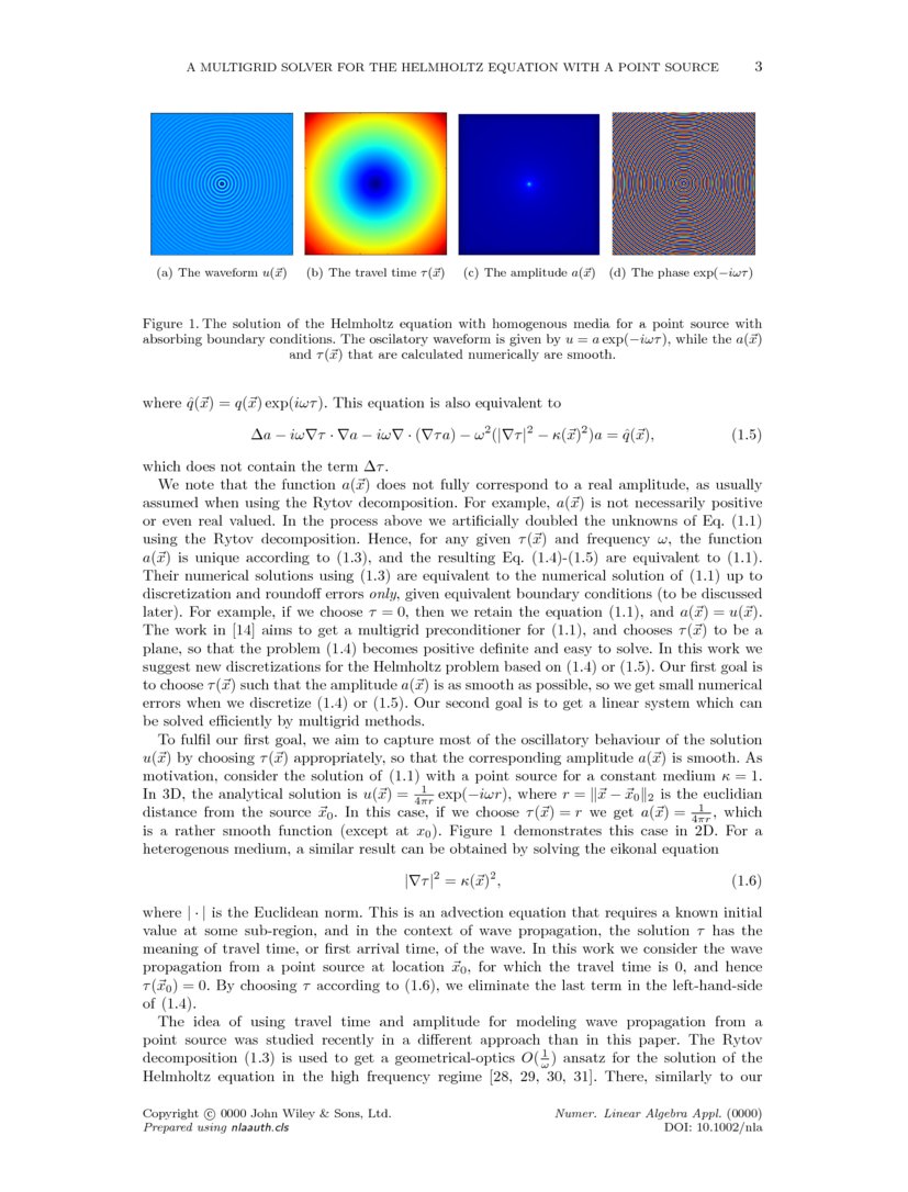 A multigrid solver to the Helmholtz equation with a point source based on travel time and ...