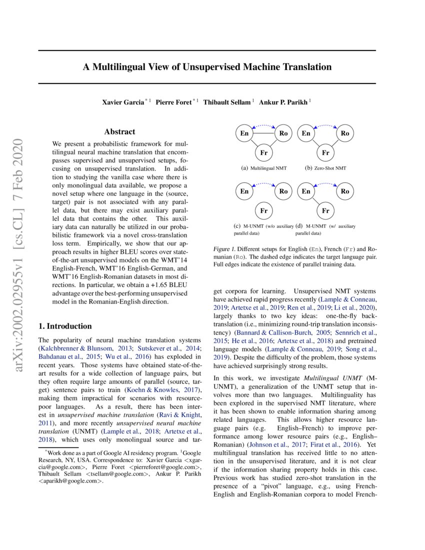 A Multilingual View of Unsupervised Machine Translation | DeepAI A Multilingual View of Unsupervised Machine Translation | DeepAI