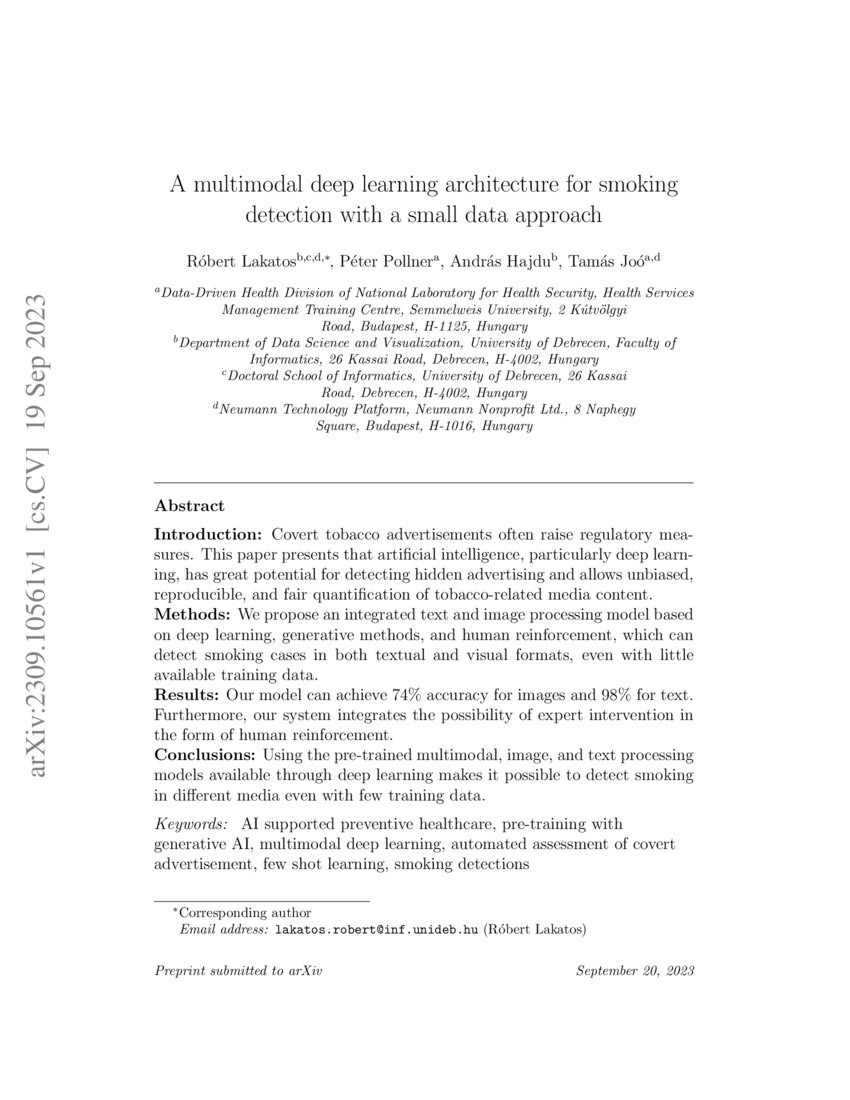 A Multimodal Deep Learning Architecture For Smoking Detection With A