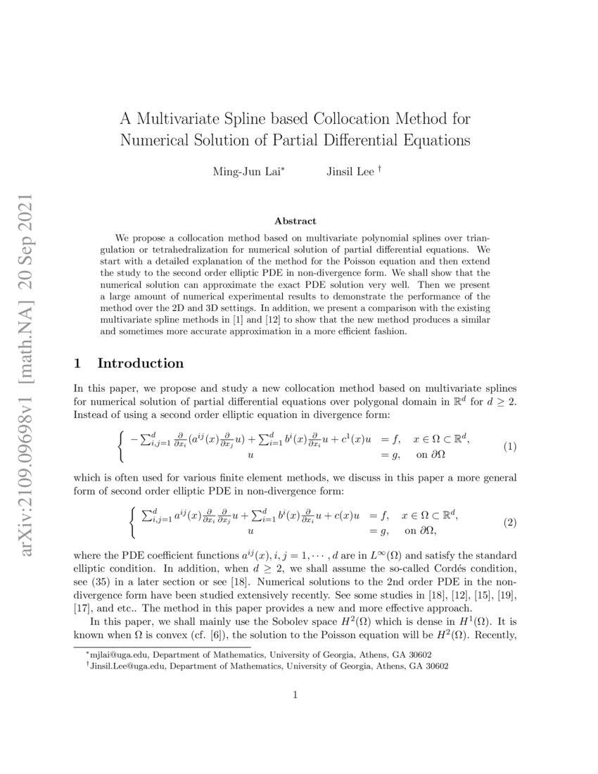 A Multivariate Spline Based Collocation Method For Numerical Solution