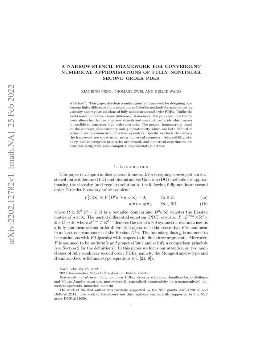 A narrow-stencil framework for convergent numerical approximations of ...
