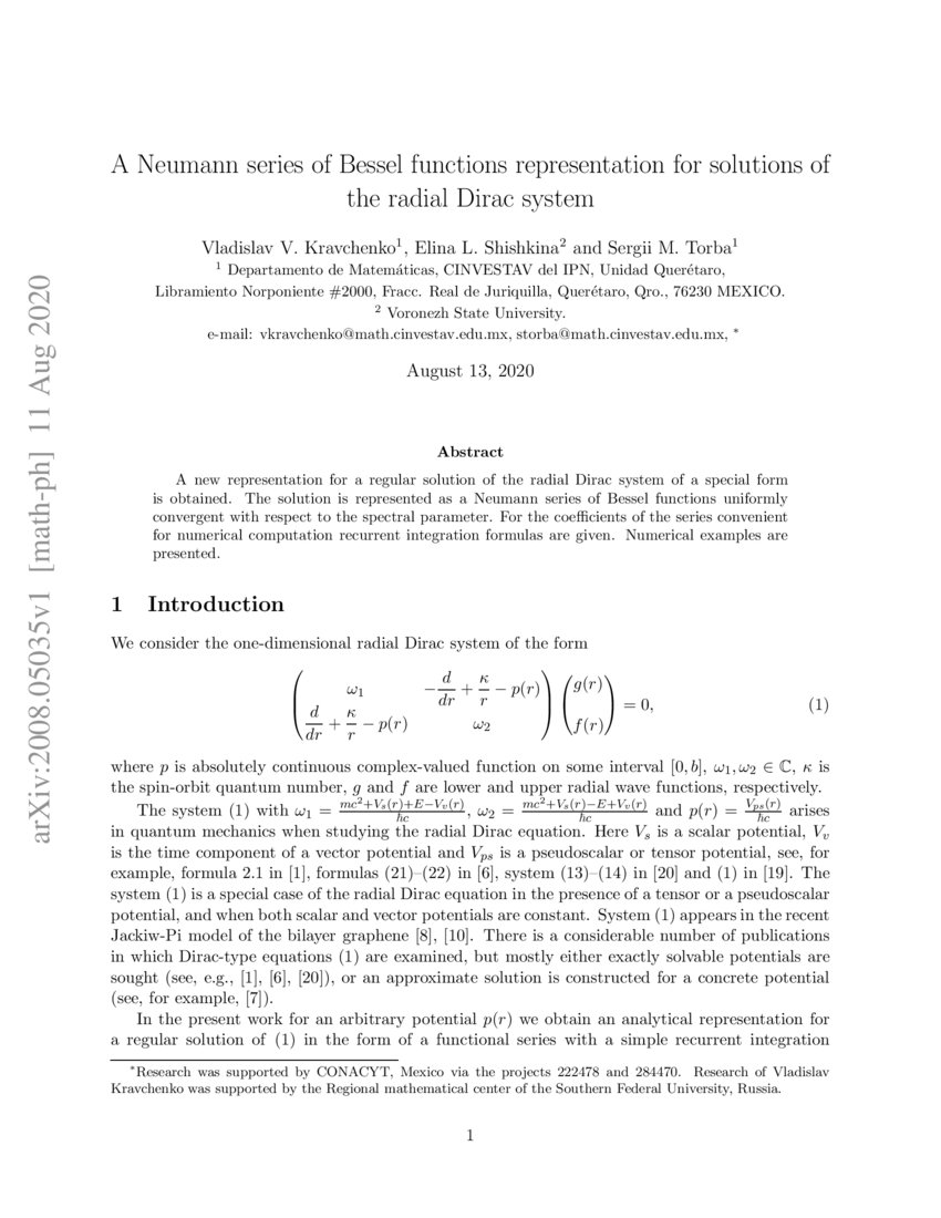 A Neumann series of Bessel functions representation for solutions of ...