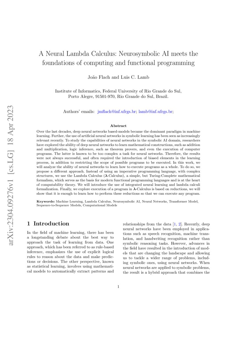 A Neural Lambda Calculus Neurosymbolic Ai Meets The Foundations Of Computing And Functional